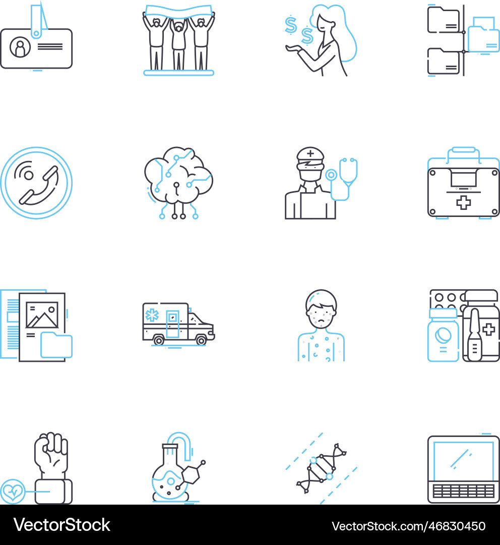Pathology linear icons set cancer disease Vector Image