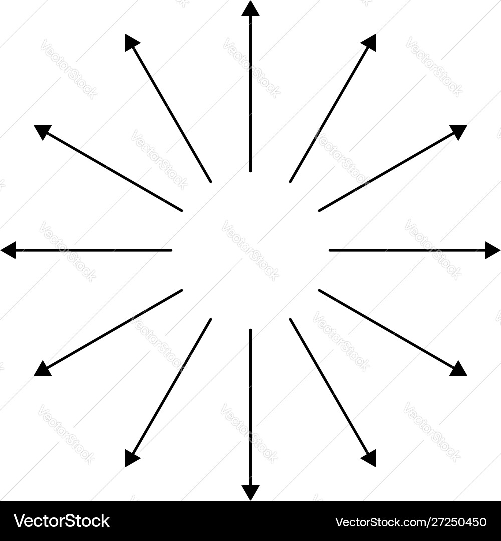 Radial circular arrows pointing from center Vector Image
