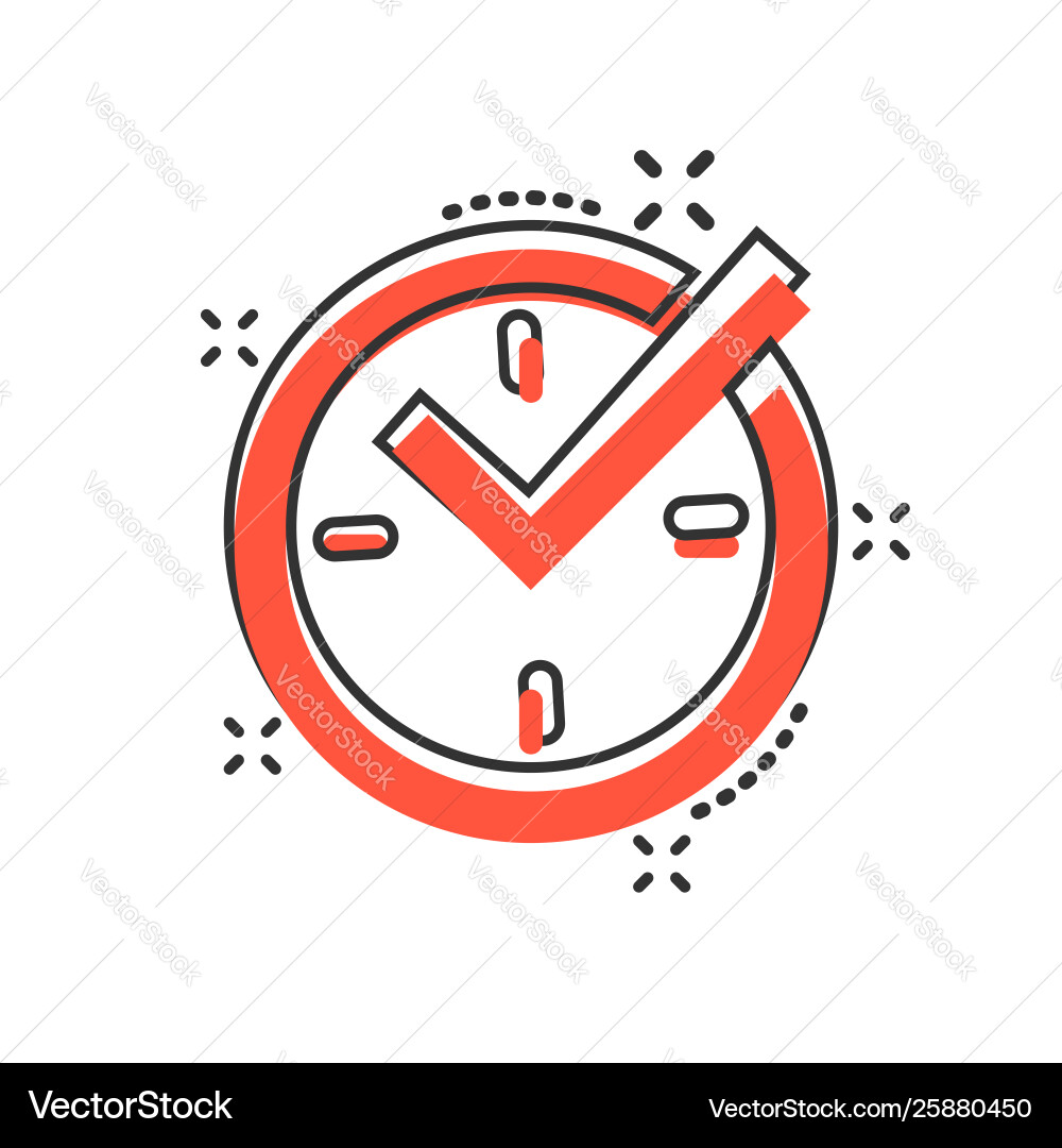 Real time icon in comic style clock cartoon Vector Image