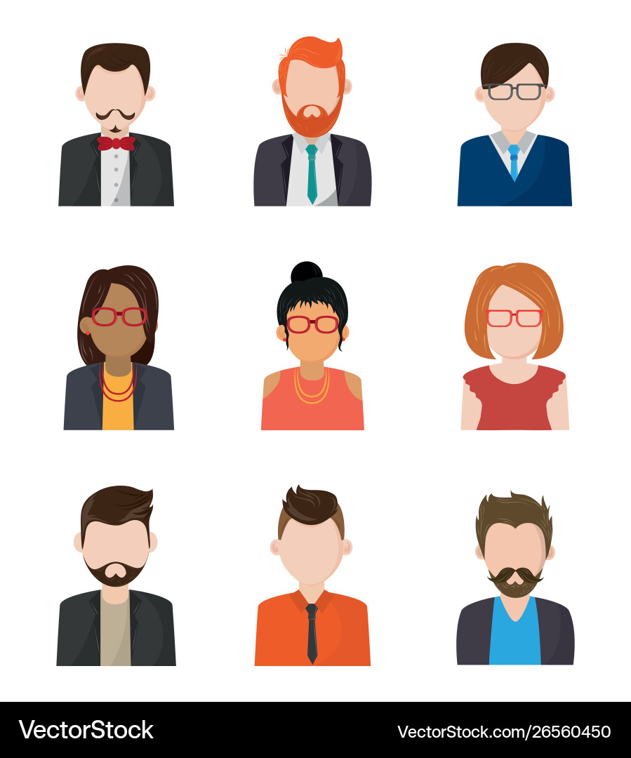 Set people faceless characters icons Royalty Free Vector