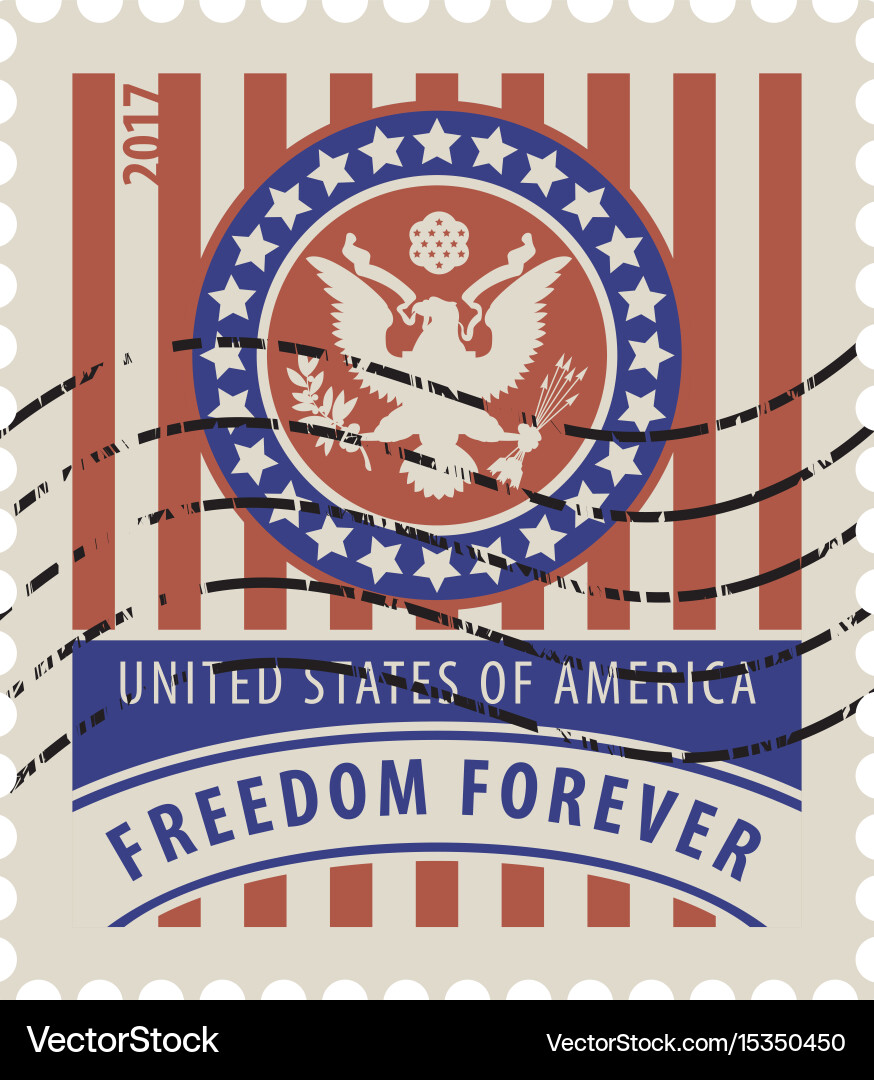 Usa postage stamp with eagle and words Royalty Free Vector