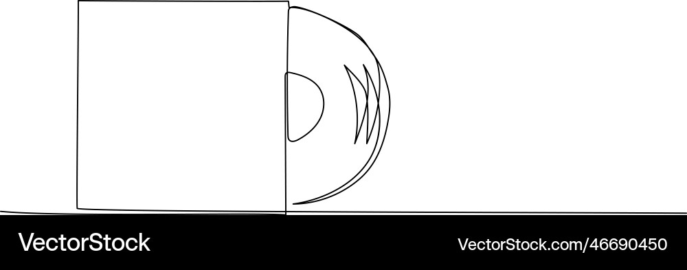 Vinyl audio record one line art continuous line Vector Image