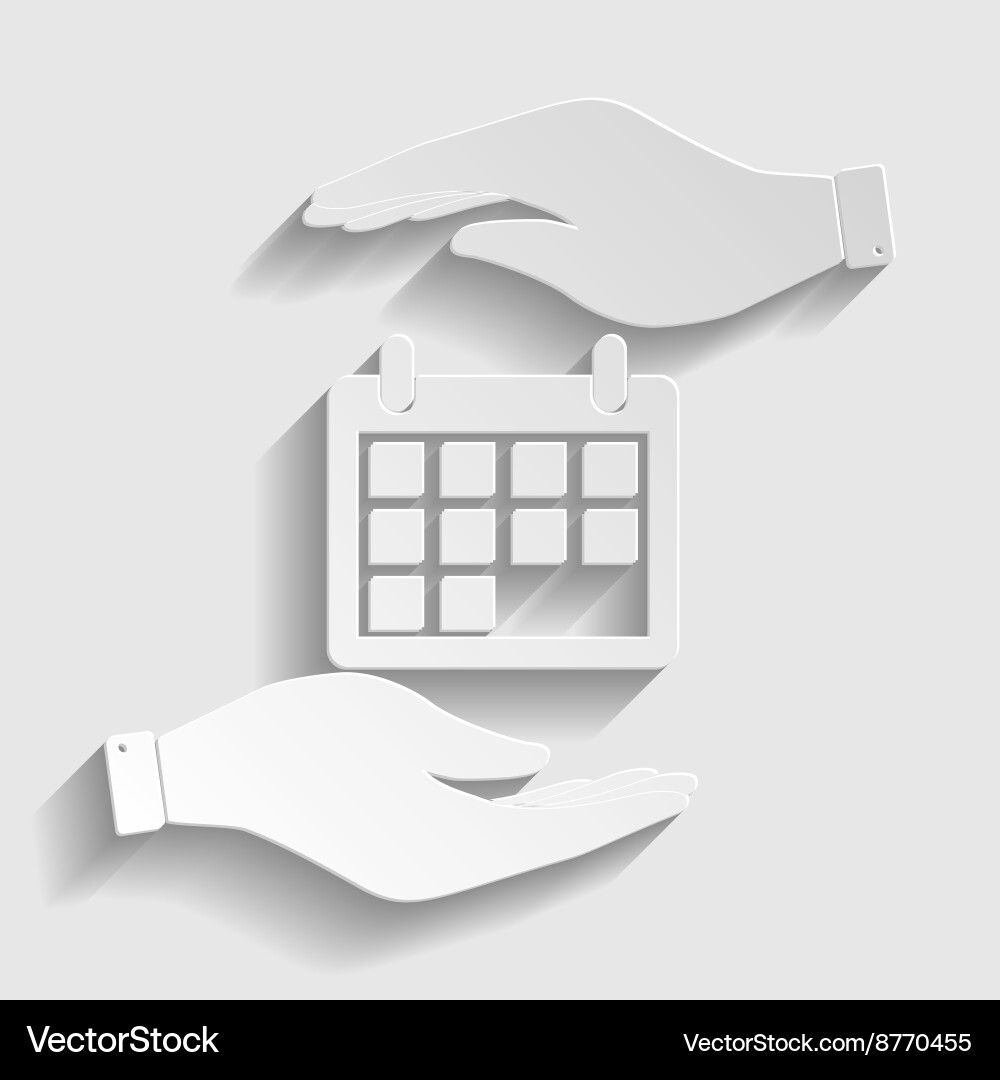 Calendar sign paper style icon Royalty Free Vector Image