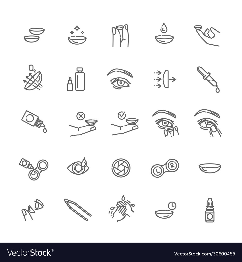 Contact Lenses Icon Set Flat Design Style Vector Image