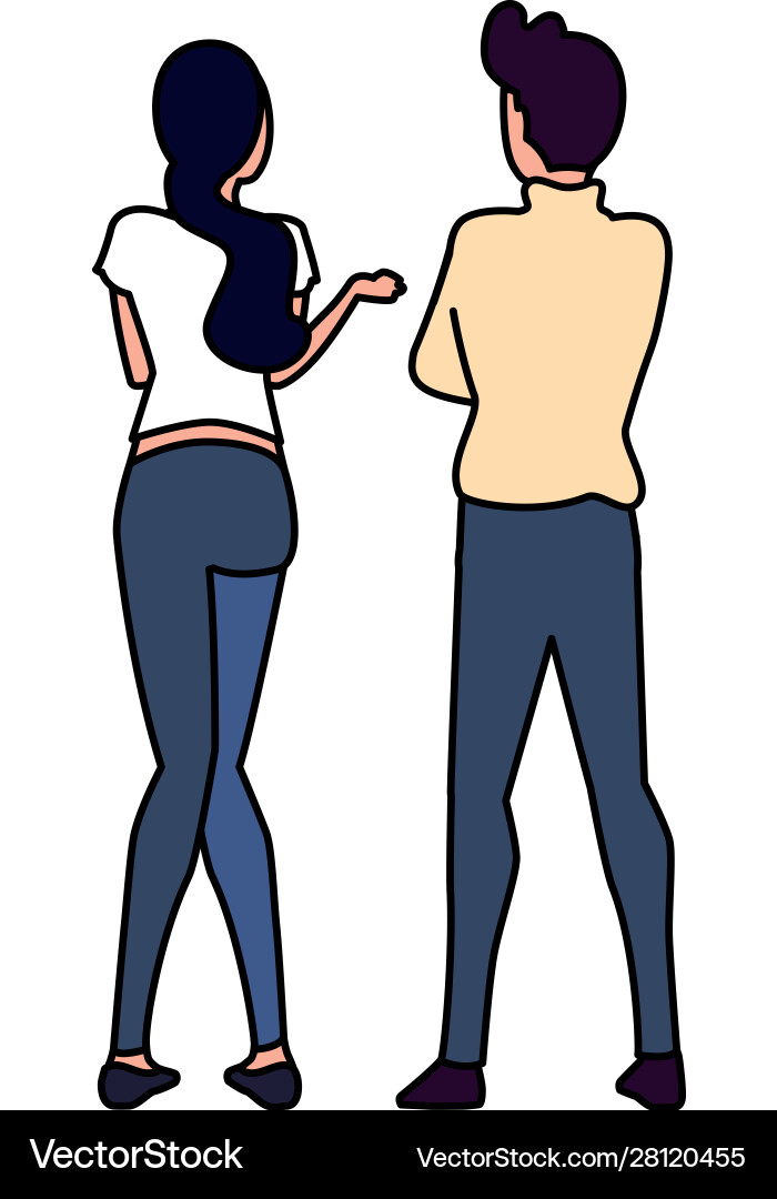 Couple people in back position on white Royalty Free Vector