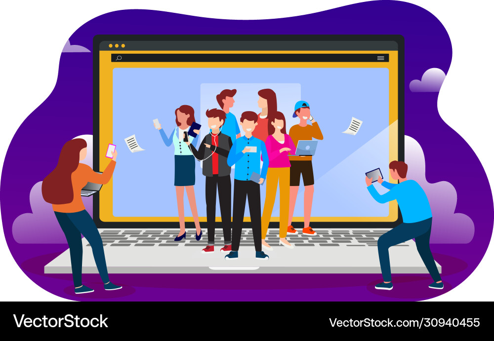 Digital media marketing and collaboration Vector Image