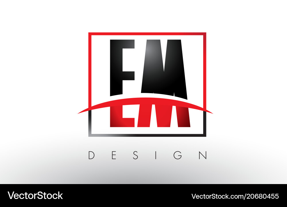 Em e m logo letters with red and black colors Vector Image