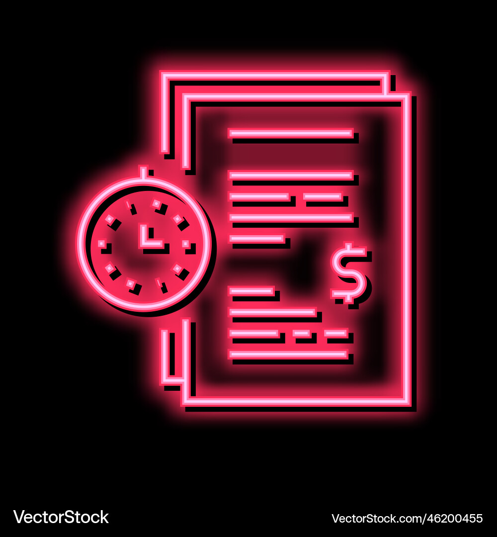 Forfeit for time late agreement neon glow icon Vector Image