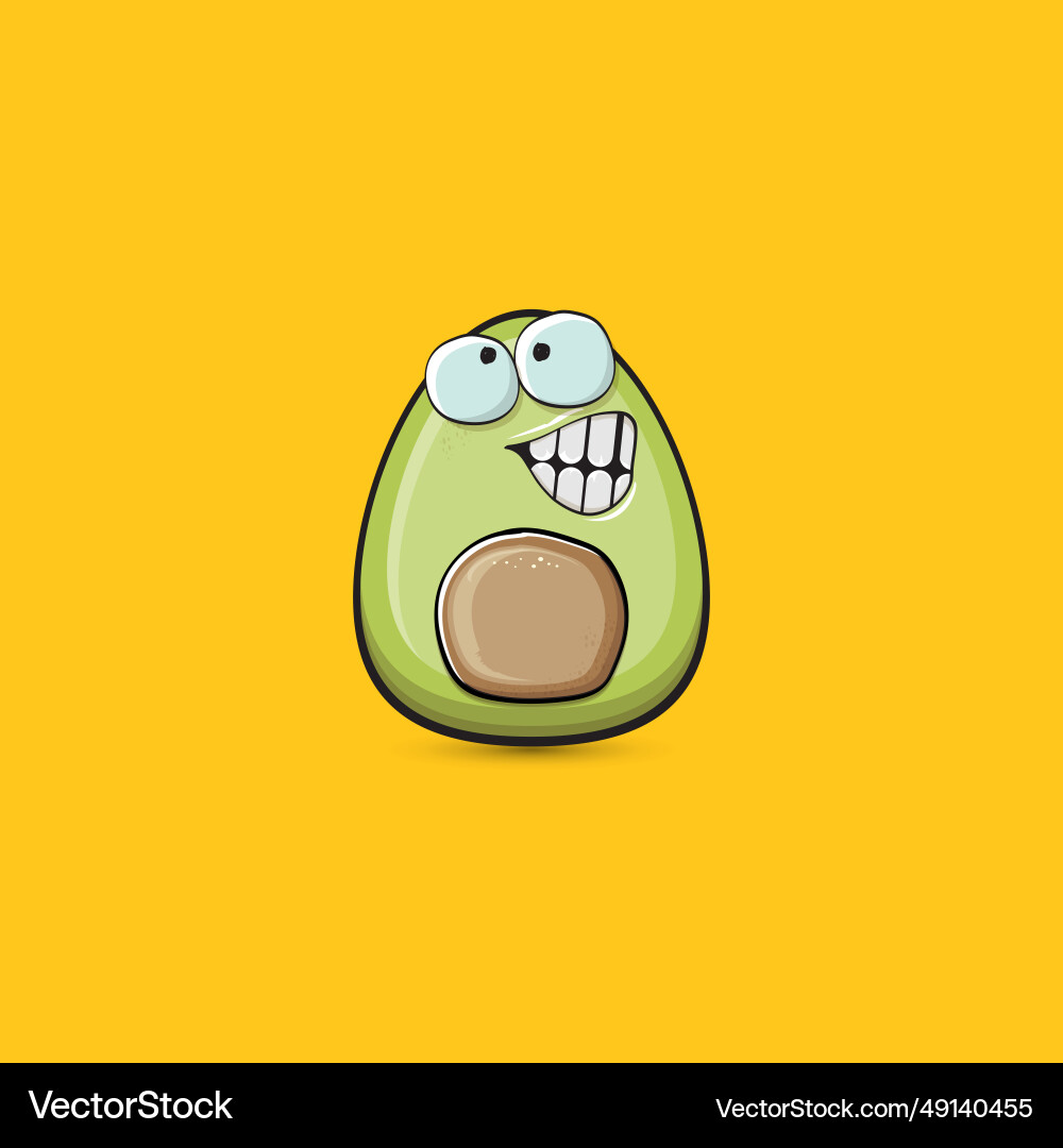 Funny cartoon cute tiny avocado character isolated
