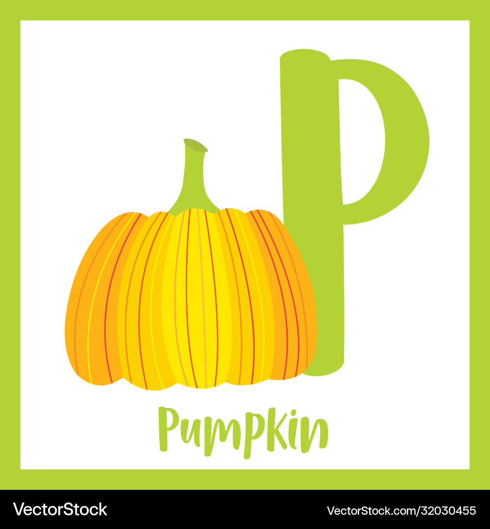 Letter p vocabulary pumpkin Royalty Free Vector Image