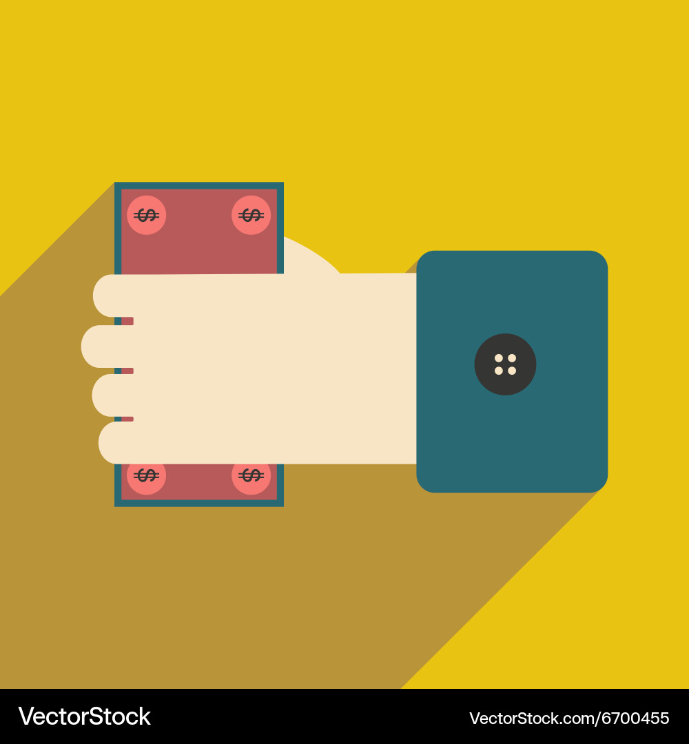 Modern flat icon with shadow money in hand Vector Image