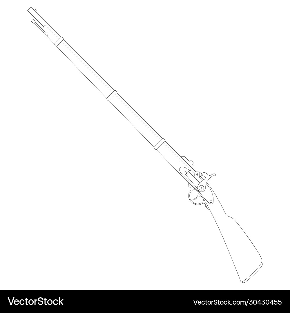 Monochrome icon with antique rifle Royalty Free Vector Image