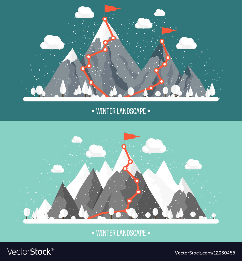 Mountains in Winter Peak with Snow Nature Vector Image