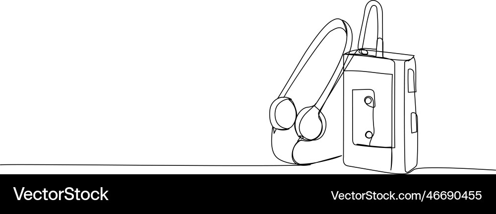 Portable cassette player tape recorder one line Vector Image