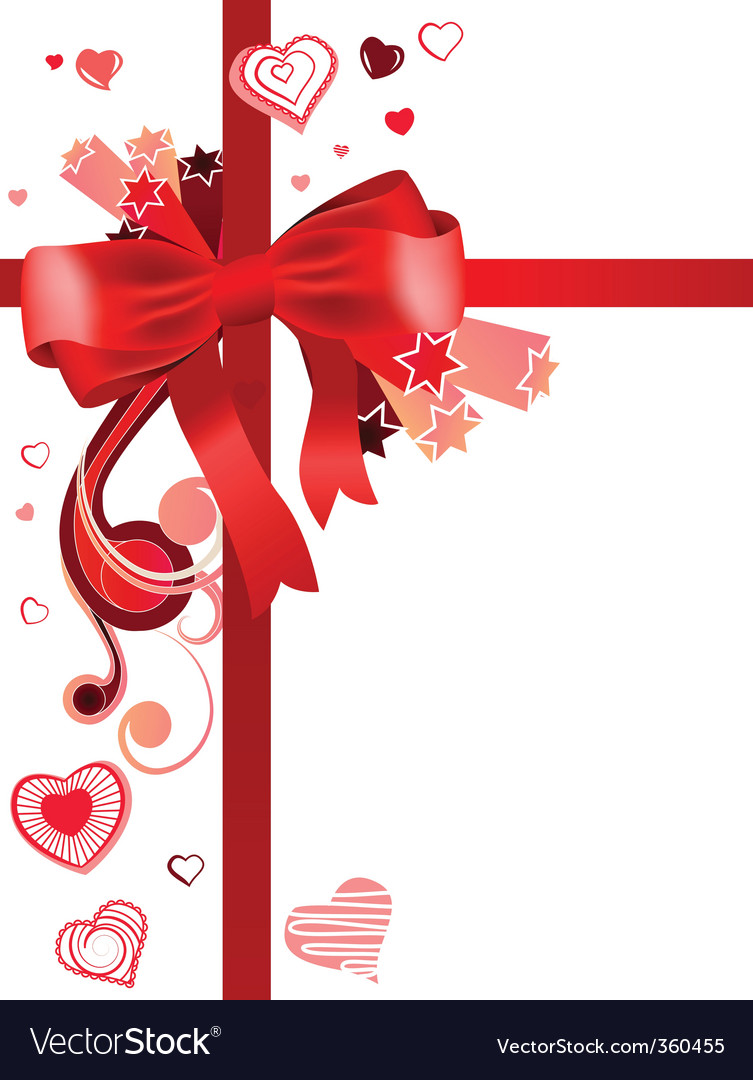 Red bow with hearts Royalty Free Vector Image - VectorStock