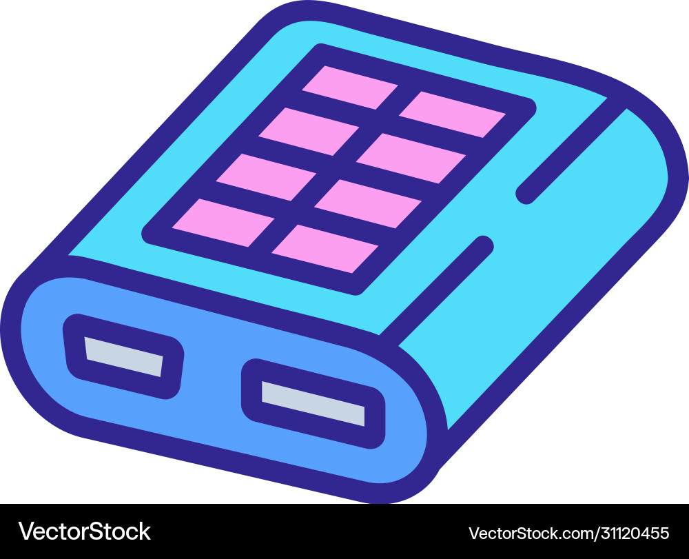 Reusable dual usb round power bank icon Royalty Free Vector