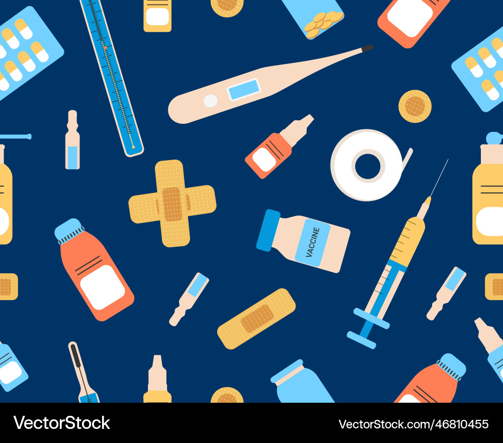 Seamless pattern medical icons clinic Royalty Free Vector