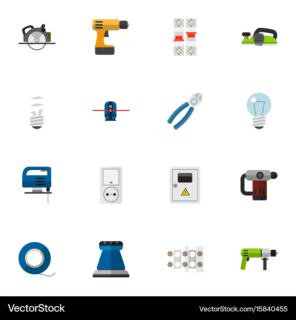 Set of 16 editable electric icons includes Vector Image