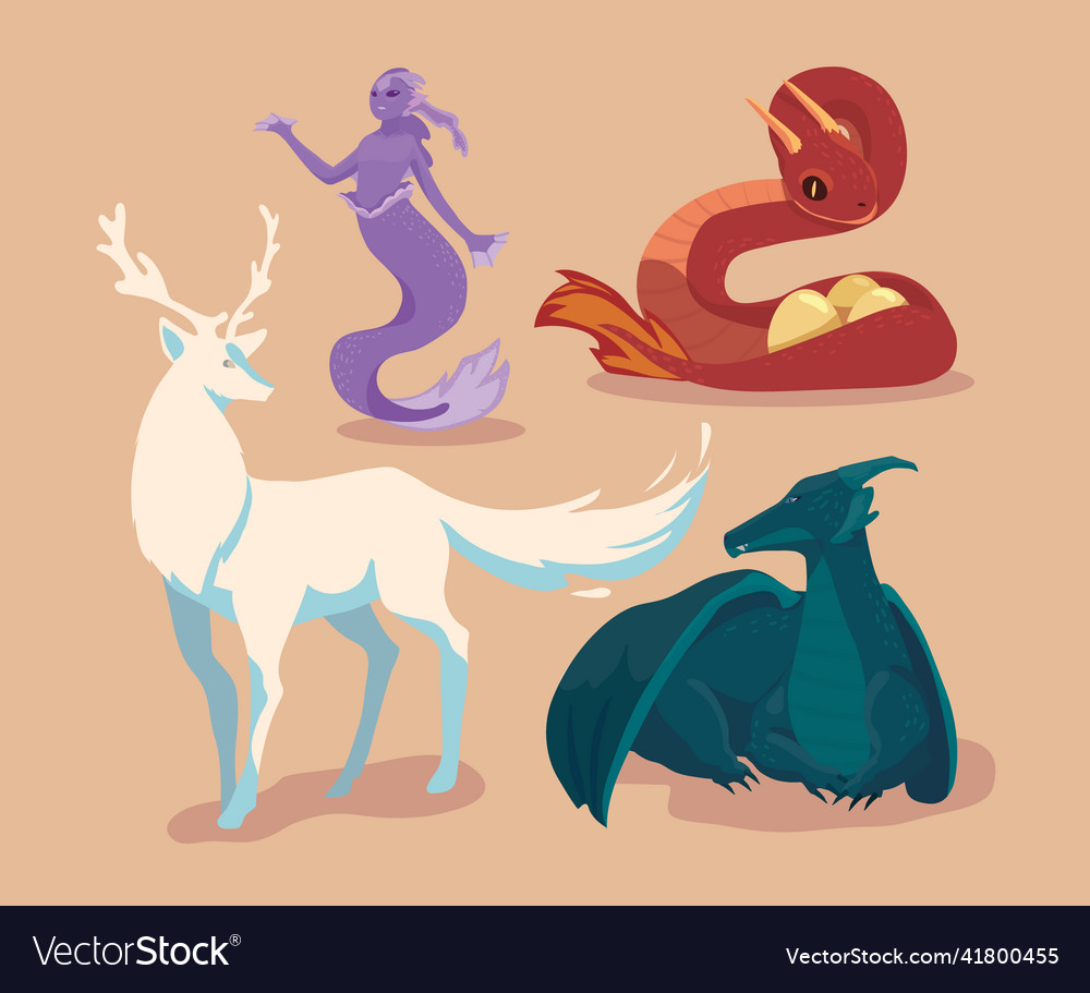 Set of magical creatures Royalty Free Vector Image