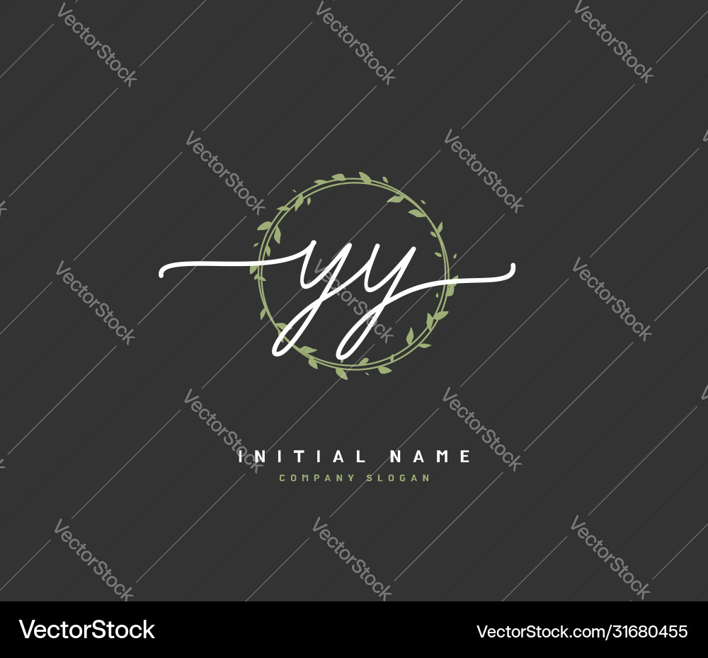 Y yy beauty initial logo handwriting Royalty Free Vector