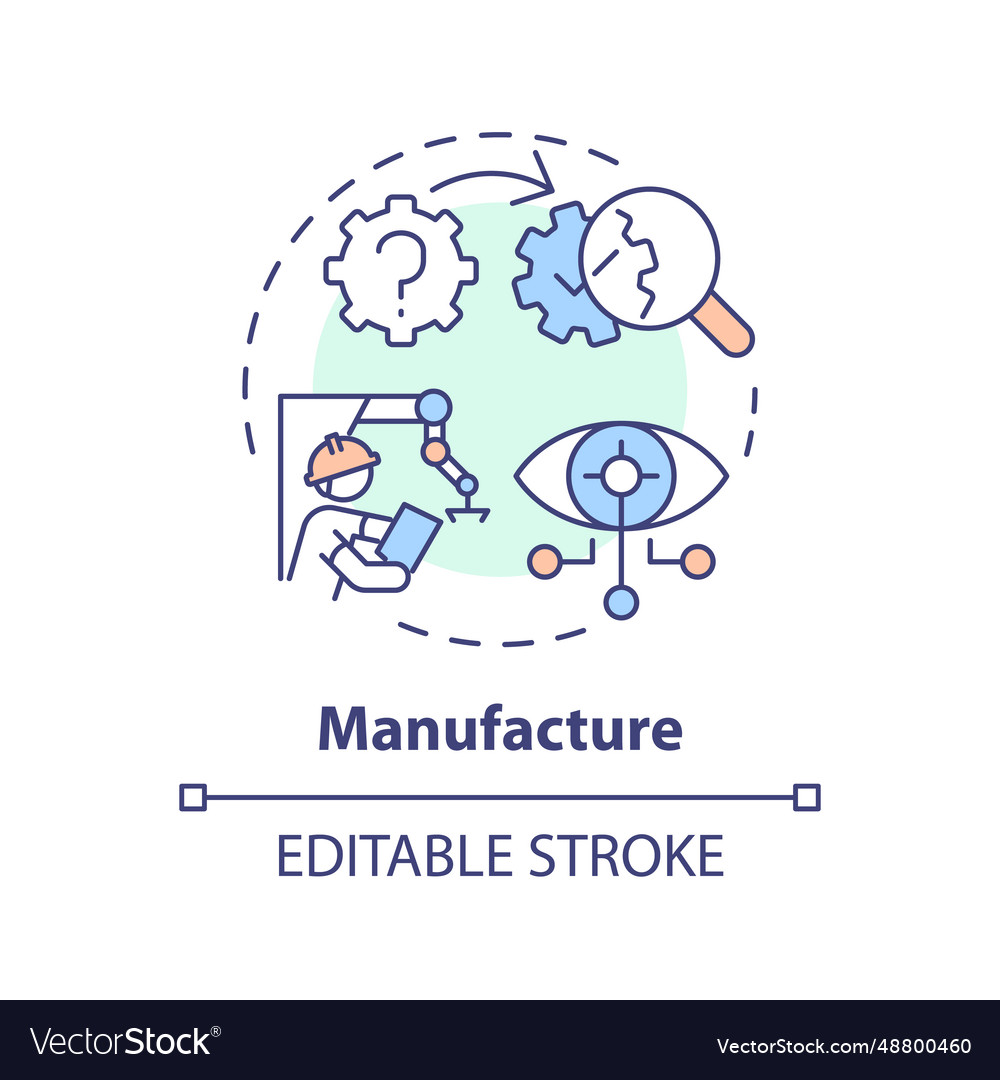 2d Colorful Thin Linear Icon Manufacture Concept Vector Image