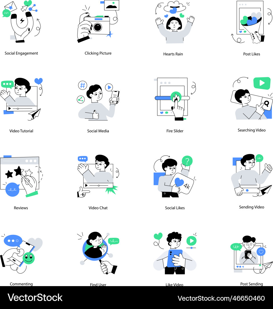 Collection of media flat Royalty Free Vector Image