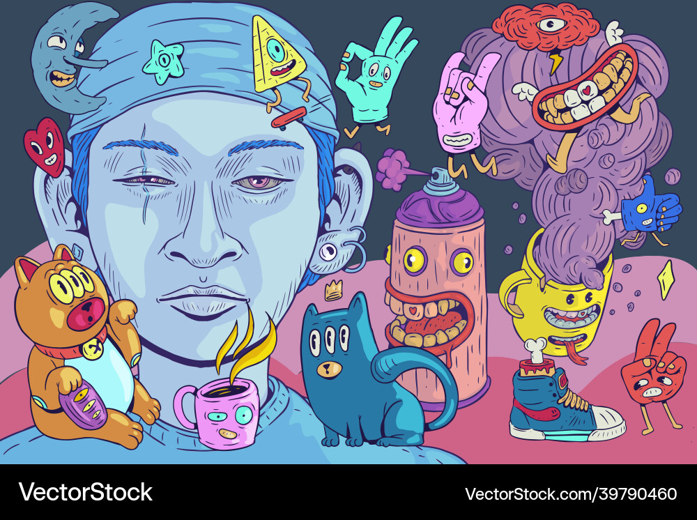 Colorful and creepy creatures Royalty Free Vector Image