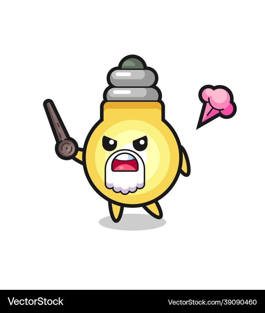Cute light bulb grandpa is getting angry Vector Image