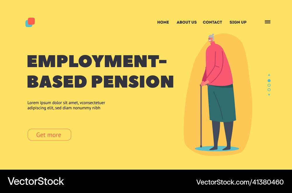 Employment based pension landing page template Vector Image