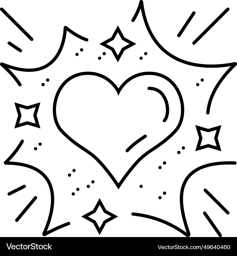 Flickering heart strong feelings line icon Vector Image