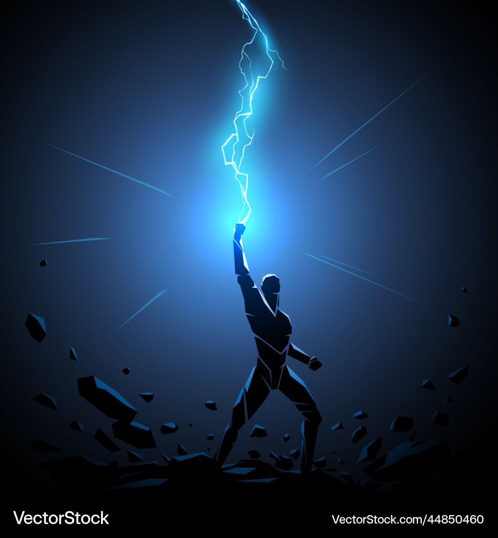 Geometric man silhouette with lightning Royalty Free Vector