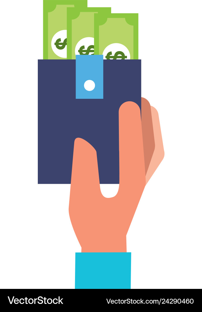 Hand holding wallet money banknote Royalty Free Vector Image
