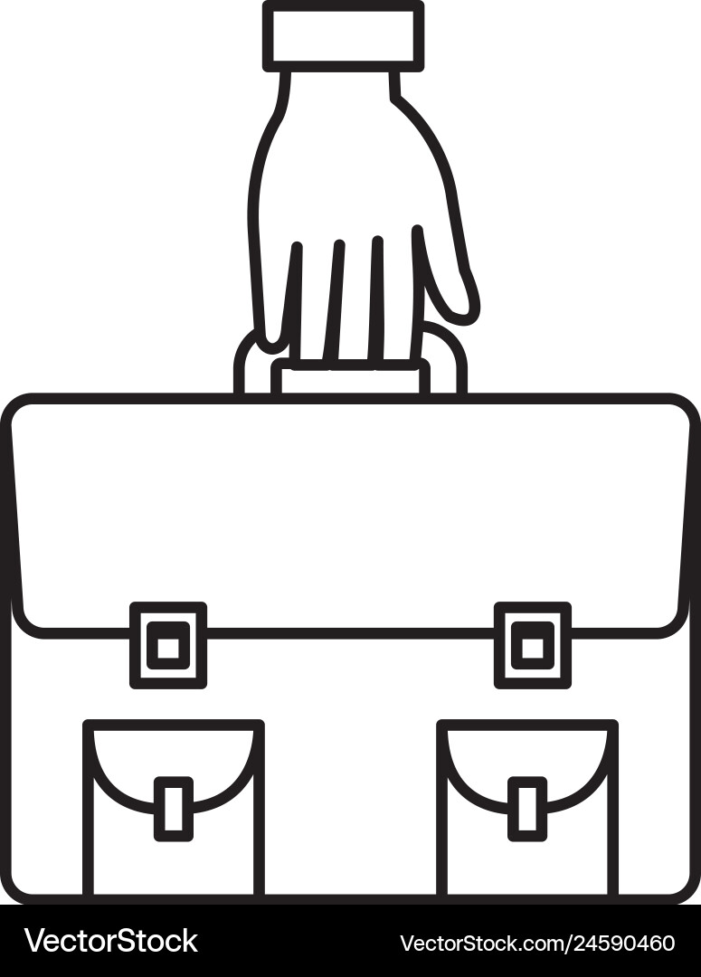 Hand with portfolio briefcase isolated icon Vector Image
