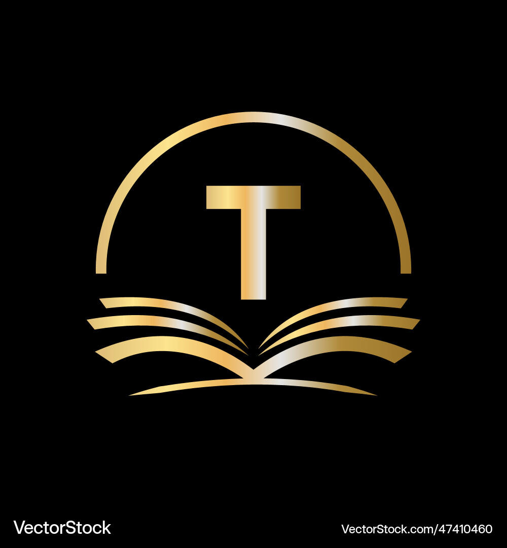 Initial letter t education logo book concept Vector Image