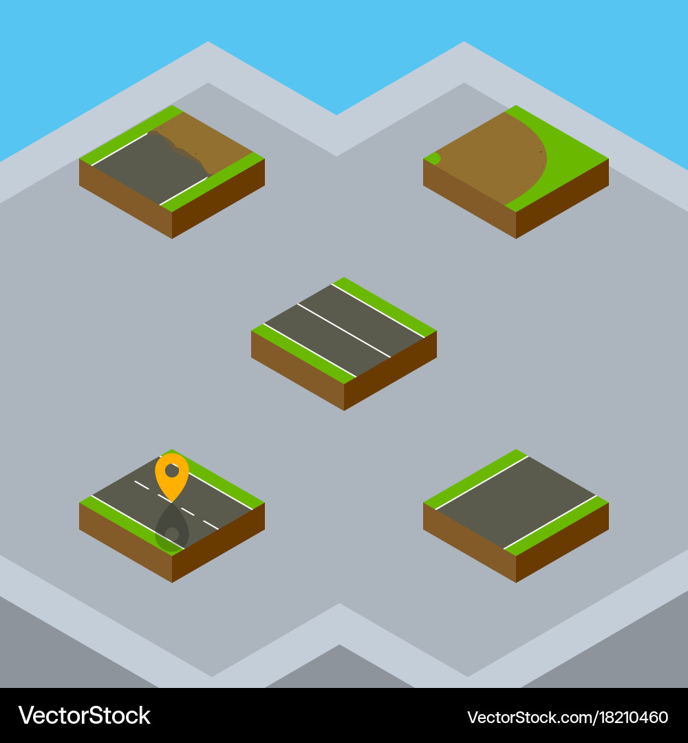 Isometric way set of unfinished navigation flat Vector Image