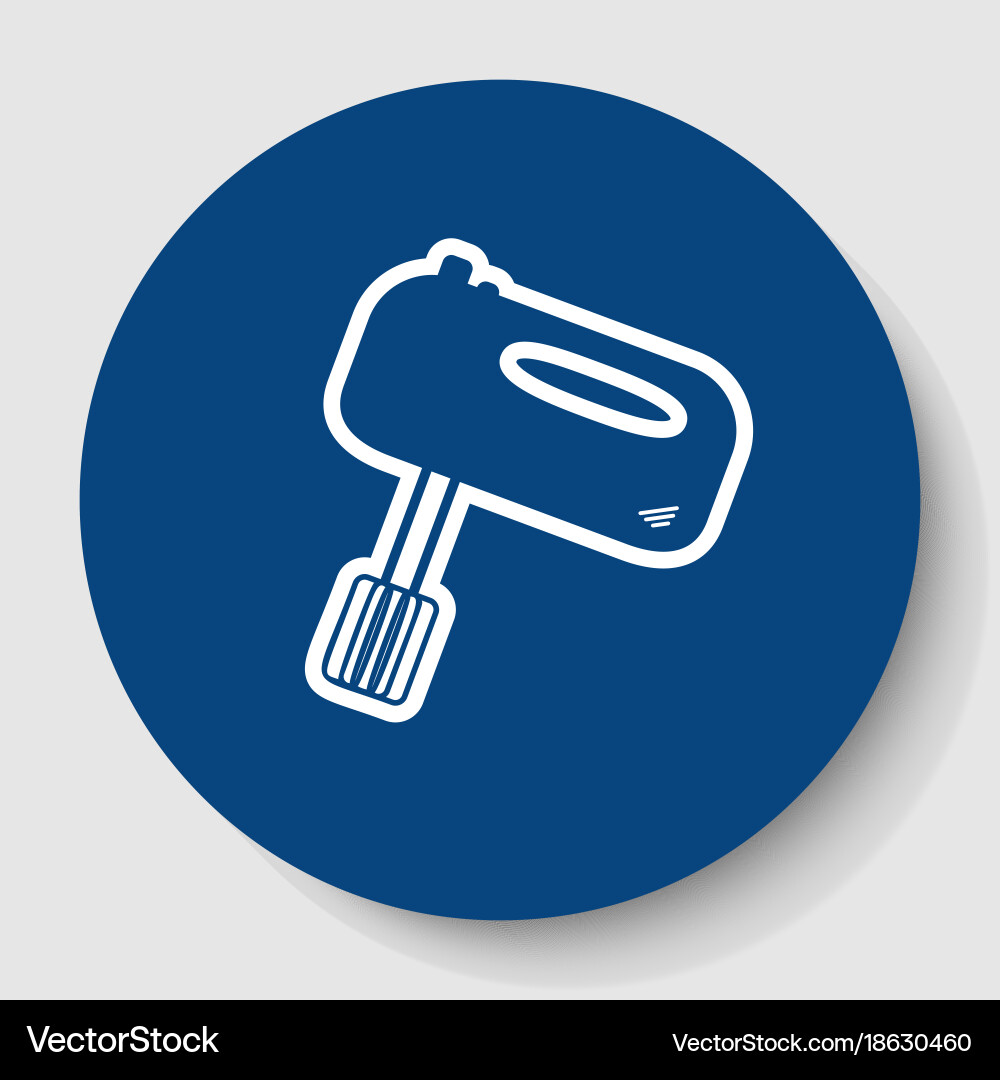 Kitchen mixer sign white contour icon Royalty Free Vector
