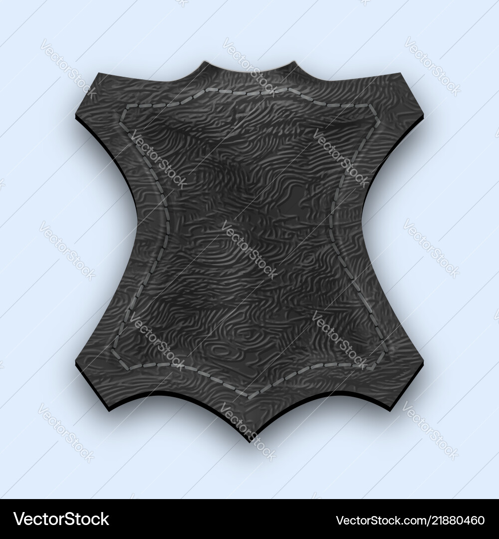 Leather black realistic stitched label textured Vector Image