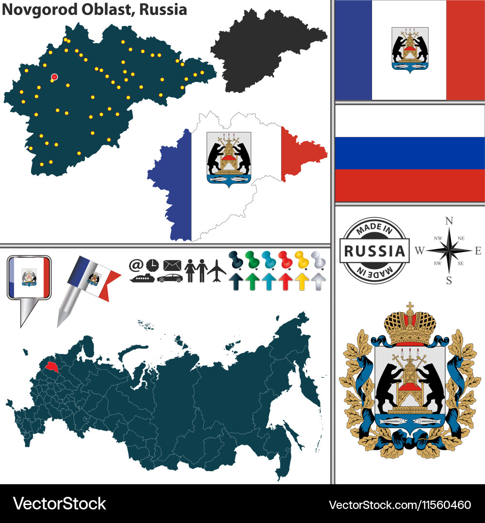 Map of oblast novgorod Royalty Free Vector Image