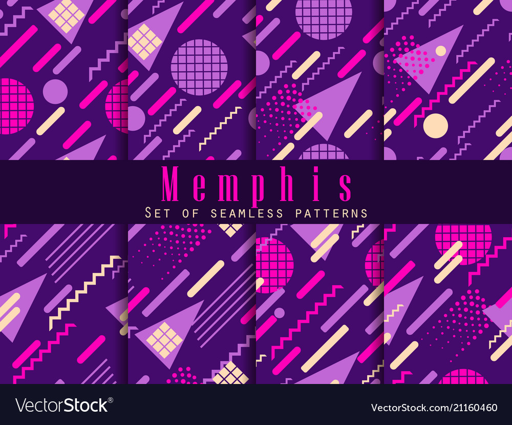 Memphis seamless pattern geometric elements Vector Image