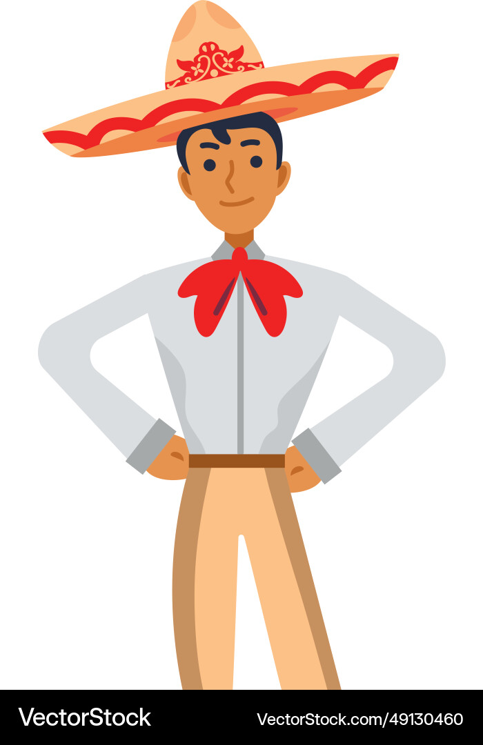 Mexico charro with hat costume Royalty Free Vector Image