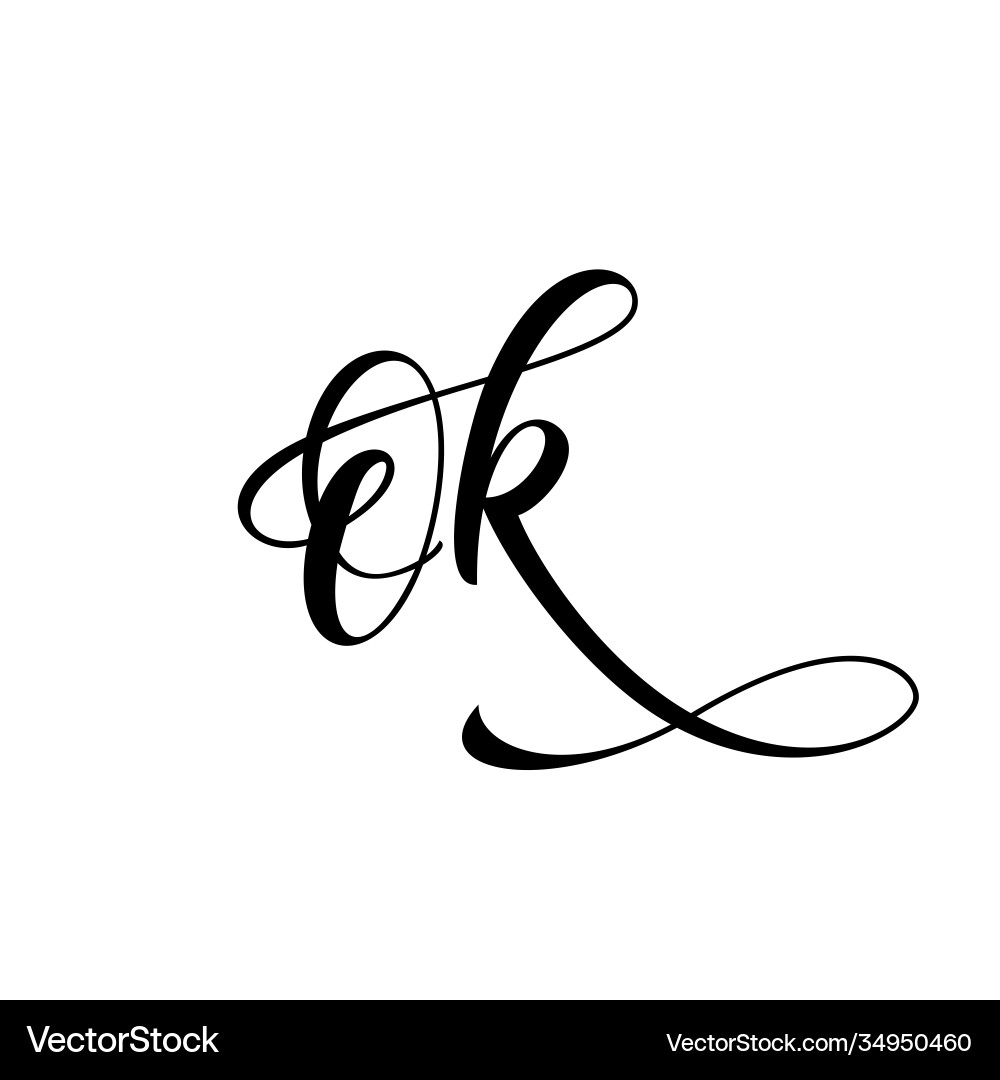 Ok calligraphy hand drawn lettering Royalty Free Vector
