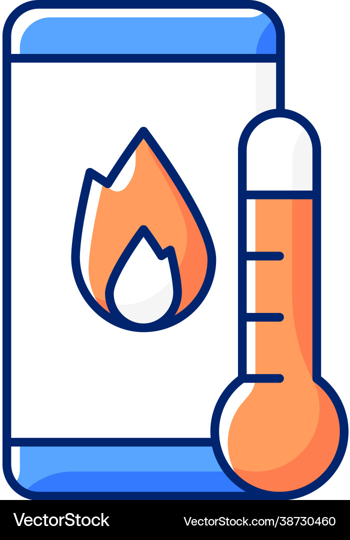 Phone overheating rgb color icon Royalty Free Vector Image