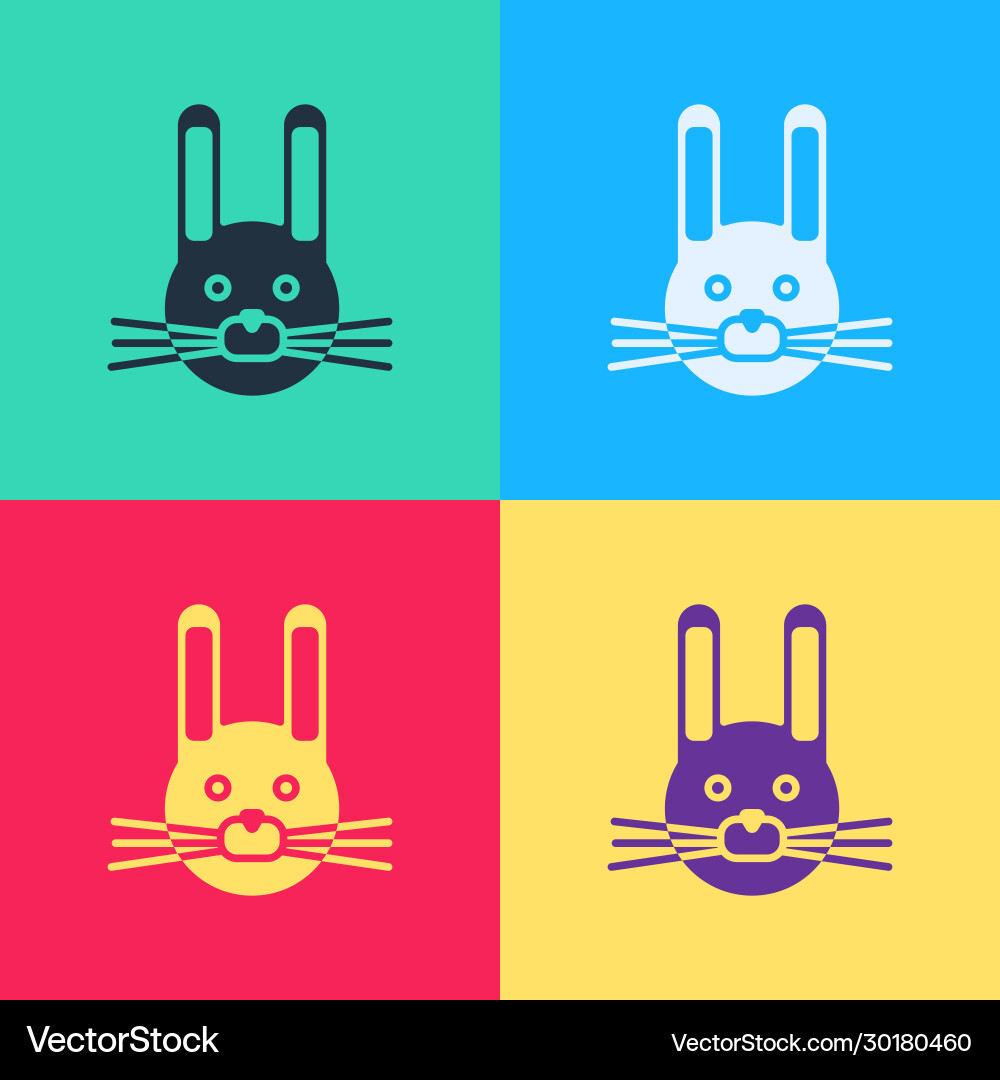 Pop art easter rabbit icon isolated on color Vector Image