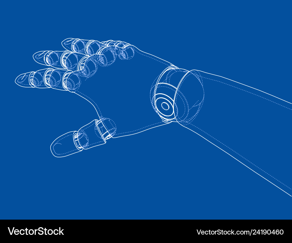 Robot hand outline rendering of 3d Royalty Free Vector Image