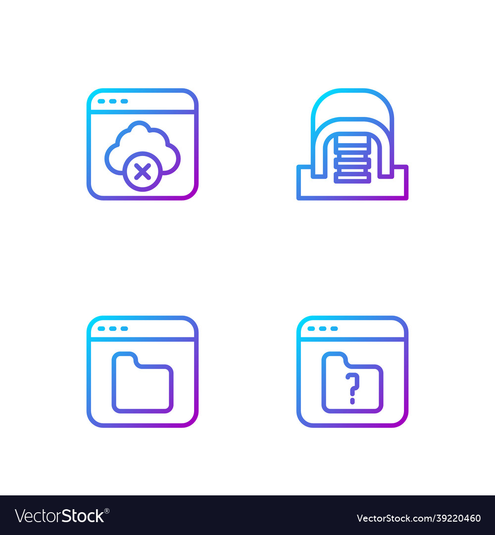 Set Line File Missing Browser Files Failed Vector Image