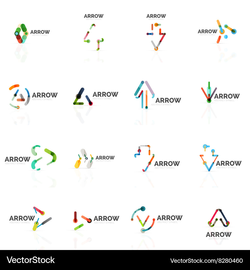 Set of linear arrow abstract logos connected Vector Image