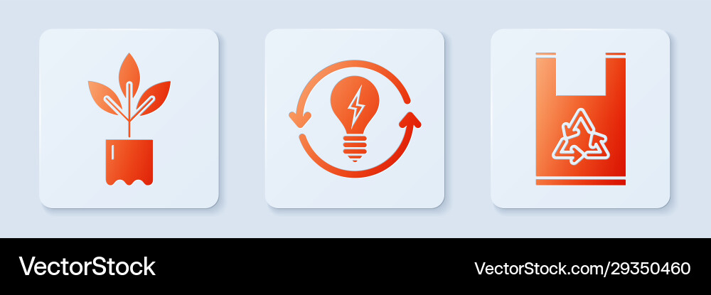 Set recycle and light bulb with lightning symbol Vector Image