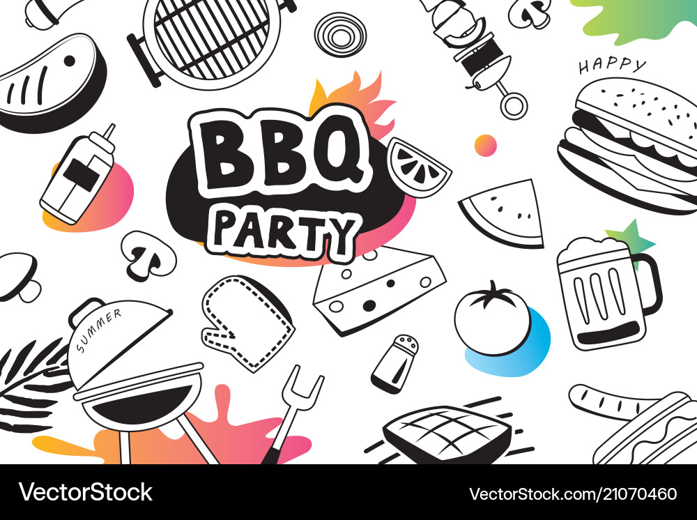 Summer bbq doodles symbol and objects icon Vector Image