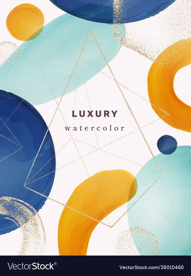 Watercolor geometric shapes on poster cover design
