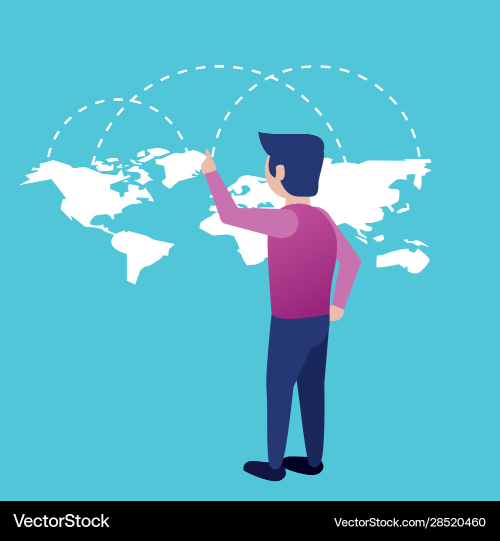 Young man with world planet earth character Vector Image